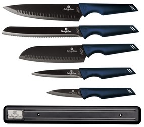 6dílná sada kuchyňských nerezových nožů s magnetickým držákem AQUAMARINE 20062