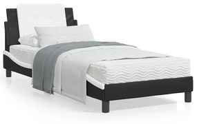 Postel s matrací černá a bílá 90 x 190 cm umělá kůže