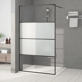Sprchová zástěna walk-in černá 115x195 cm napůl mléčné ESG sklo 152128