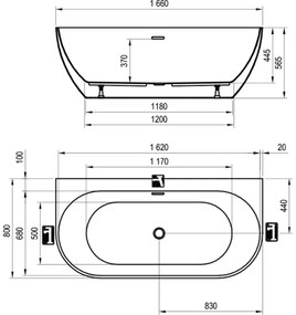 Ravak XC00100024 - Vana FREEDOM 166x80 cm akrylát/lesklá bílá