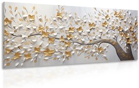 Obraz strom s bílo-zlatými květinami