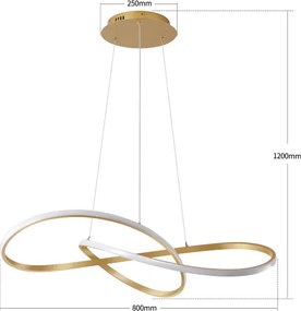 BRILAGI - LED Stmívat. lustr na lanku INFINITY LED/80W/230V 80x80 cm zlatá + DO