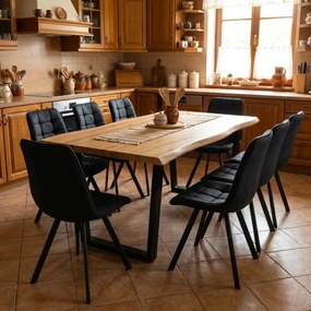 Vikio Jídelní set pro 8 osob 180x90 cm dub noha U černá židle VJS158-8C-S
