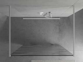 Mexen Kioto, průchozí sprchová zástěna 110 x 200 cm, 8mm sklo čiré/bílý vzor, 2x bílá stabilizační rozpěra, 800-110-002-20-97