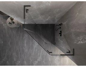 Mexen Lunar, L pravý výklopný pětiúhelníkový sprchový kout 100 x 100 cm, 8mm čiré sklo, grafitový profil, 831L-100P-100L-95-00-P