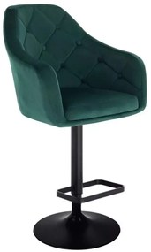 LuxuryForm DESIGN Barová židle ANDORA VELUR na černé kulaté podstavě - zelená