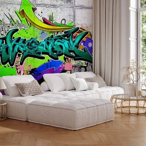 Fototapeta Umělecké barvy města - graffiti na betonovém pozadí pro teenagera