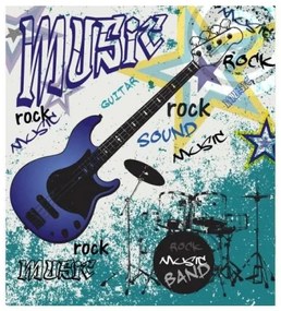 DIMEX | Vliesová fototapeta na zeď Modrá kytara MS-3-0323 | 225 x 250 cm | modrá, tyrkysová, černá, žlutá