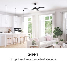 Klarstein Figo, stropní ventilátor, 52" (132 cm) Ø,  výkon: 55 W, černý