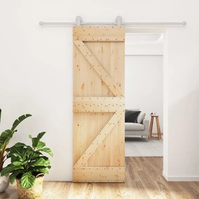 Posuvné Dveře S Kováním 70 X 210 Cm Masivní Borové Dřevo