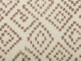Sametový polštář se střapci geometrický vzor 45 x 45 cm béžový SANTOLINA Beliani