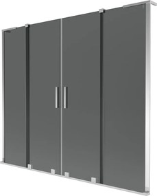 Mexen Velar L Duo, 2-křídlová posuvná vanová zástěna 200 x 150 cm, 8mm šedé sklo, chromová, 896-200-003-42-01