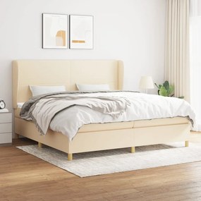 Box spring postel s matrací krémová 200x200 cm textil 3128394