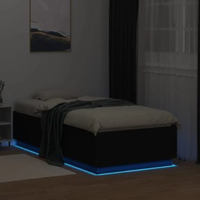 Rám postele s LED osvětlením černý 75 x 190 cm kompozitní dřevo 3209668