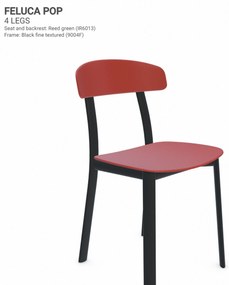 Židle Feluca Pop Barva kovové konstrukce: Black ﬁne textured 9004F, Barva sedáku a opěradla z recyklovaného plastu: Coral red IS527