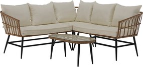 Zahradní ratanový set, béžová/přírodní/černá, ARALY