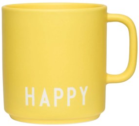 DESIGN LETTERS Porcelánový hrnek Happy Yellow 300 ml, žlutá barva, porcelán