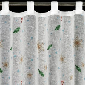 EUROFIRANY KRÁTKÁ VÁNOČNÍ ZÁCLONA NA POUTKÁCH XMAS1 60X150 CM VZOROVANÁ