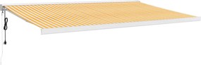 Zatahovací markýza žlutá a bílá 5 x 3 m textil a hliník 3154585