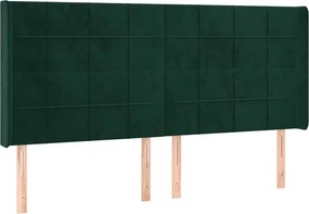 Box spring postel s matrací a LED tmavě zelená 200x200 cm samet 3139586
