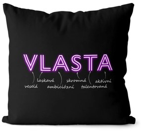 Polštář Ženská jména - NEON (Velikost: 55 x 55 cm, Jméno: Vlasta)