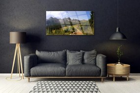 Obraz na skle Hala Góry Droga Natura Łąka 100x50 cm
