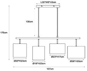 Lucide 45409/04/30 - Lustr na lanku MAYA 4xE27/40W/230V černá