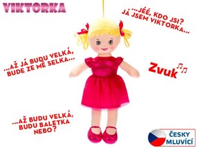 Panenka Viktorka hadrová 32 cm česky mluvící na baterie tmavě růžová 0 m+