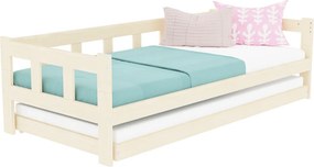 Benlemi Dřevěná jednolůžková postel FENCE 4v1 se zábranou a přistýlkou Zvolte barvu: Transparentní vosková lazura matná, Zvolte rozměr: 90x180 cm, Zvolte zábranu: S otevřeným vstupem