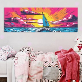 Obraz na plátně - Plachetnice na širém moři Pop Art FeelHappy.cz Velikost obrazu: 240 x 80 cm