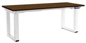 Výškově nastavitelný stůl OfficeTech Strong 180 x 80 cm, bílá podnož, ořech