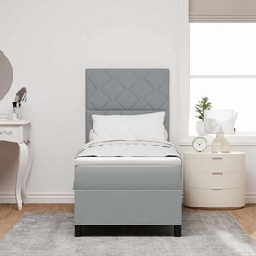 Postel s boxspringem s čelo Světle šedá 80 x 200 cm textil 3339420