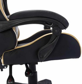 Herní židle s RGB LED podsvícením zlato-černá umělá kůže 287998