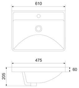 Mereo Siena koupelnová skříňka s keramickym umyvadlem 61 cm bílá lesk CN410