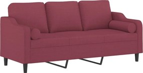3místná pohovka s polštáři vínová 180 cm textil 3200859
