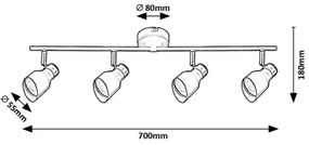 Rabalux 73050 - Bodové svítidlo LILOU 4xGU10/25W/230V