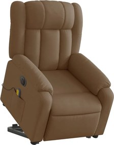Elektrické zvedací masážní polohovací křeslo hnědé textil 3205356