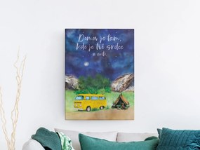 Obraz na plátně - Domov je tam, kde je tvé srdce a auto FeelHappy.cz Velikost obrazu: 60 x 90 cm