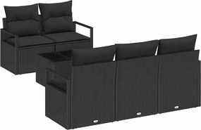 Set pohovek 6 ks 5-Počet míst Černá polyratan 3346263
