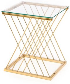 Expedo Konferenční stolek FEDERICA, 45x52,5x39, zlatá/sklo