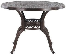 Kovový zahradní stůl ⌀ 102 cm hnědý SALENTO Beliani