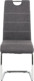 Jídelní židle HC-482 GREY2, šedá látka, bílé prošití, kov chrom