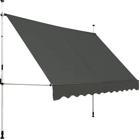 Costway 350 cm široká příchytná markýza bez vrtání, balkonová markýza – šedá