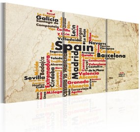 Obraz - Spain: text map in colors of national flag