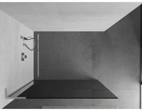 Mexen Kioto L, sprchová zástěna Walk-In 100 x 200 cm, 8mm šedé sklo, broušená ocel profil, 800-100-103-97-40