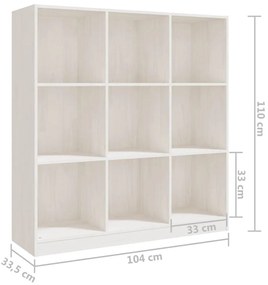 Petromila Knihovna / dělicí stěna bílá 104x33,5x110 cm masivní borovice