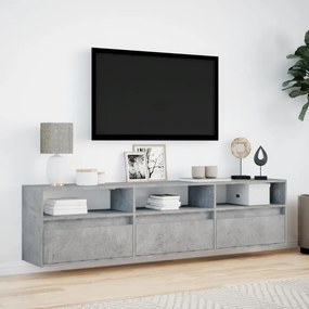 Nástěnná TV skříňka s LED betonově šedá 180 x 31 x 45 cm 3307943