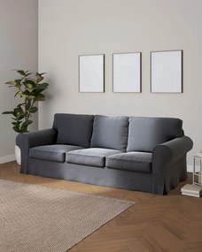 Potah na pohovku IKEA Ektorp 3-místná, rozkládací STARÝ MODEL PIXBO barva šedá látka lesklé, sametová