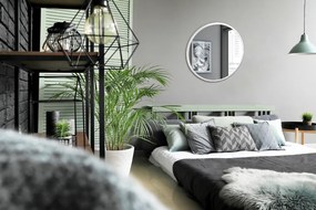 Kulaté zrcadlo do obývacího pokoje s bílým rámem fi 90 cm