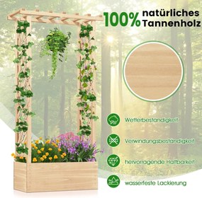 Costway Vyvýšený záhon s mříží, volně stojící dřevěný květináč se střechou